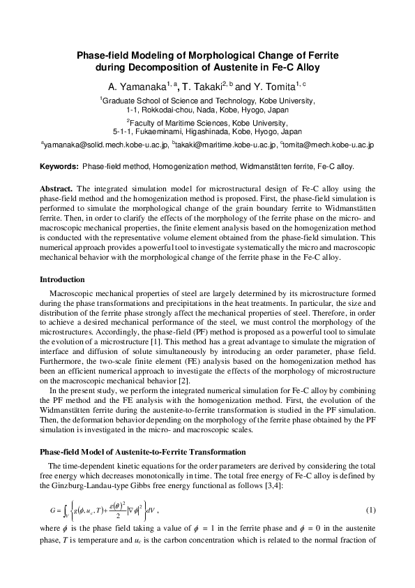 (PDF) Phase-Field Modeling of Morphological Change of Ferrite during ...