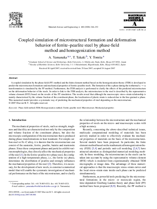 (PDF) Coupled simulation of microstructural formation and deformation behavior of ferrite ...