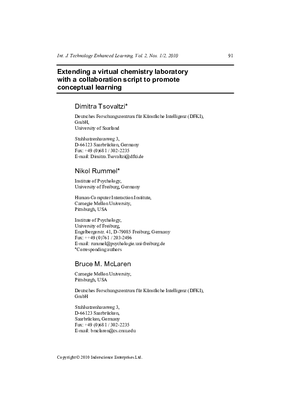 (PDF) Extending a virtual chemistry laboratory with a collaboration script to promote conceptual ...