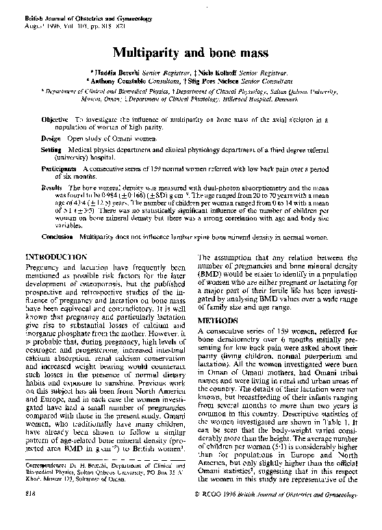 (PDF) Multiparity and bone mass