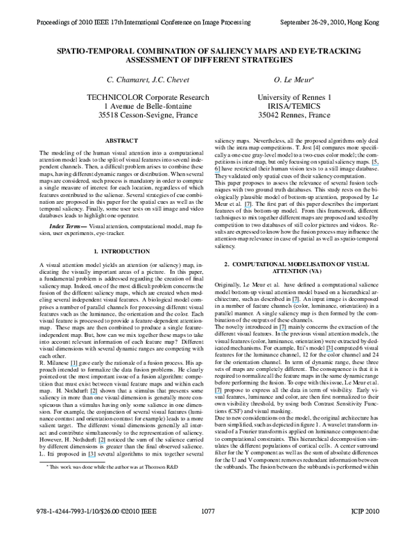(PDF) Spatio-temporal combination of saliency maps and eye-tracking assessment of different ...
