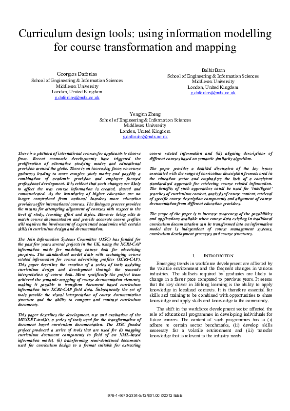(PDF) Curriculum design tools: Using information modelling for course ...