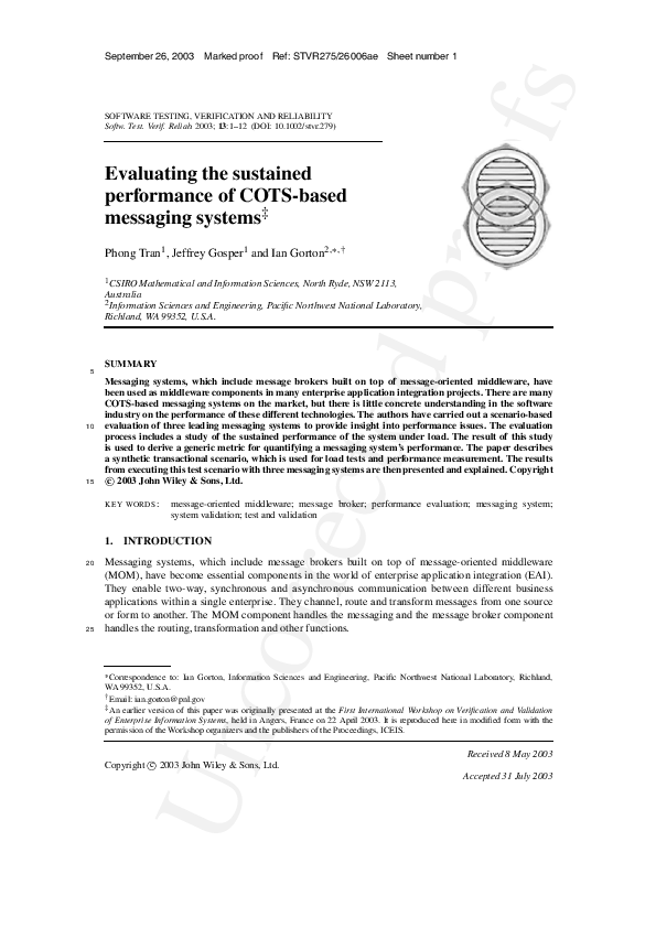 (PDF) Evaluating the sustained performance of COTS-based messaging ...