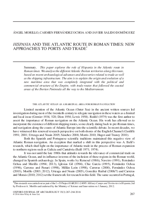 (PDF) Hispania and the Atlantic Route in Roman Times: new Approaches to ...