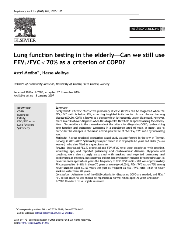 Lung function testing in the elderly—Can we still use FEV1/FVC