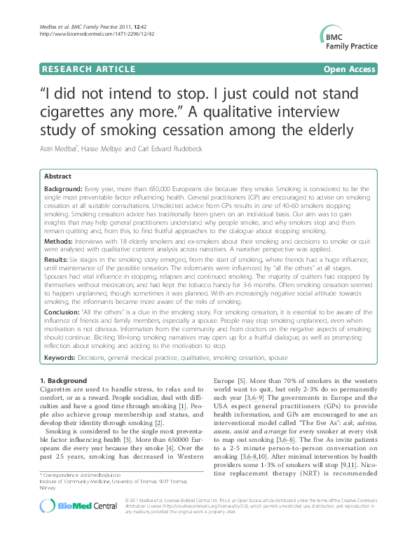 (PDF) I did not intend to stop. I just could not stand cigarettes any ...