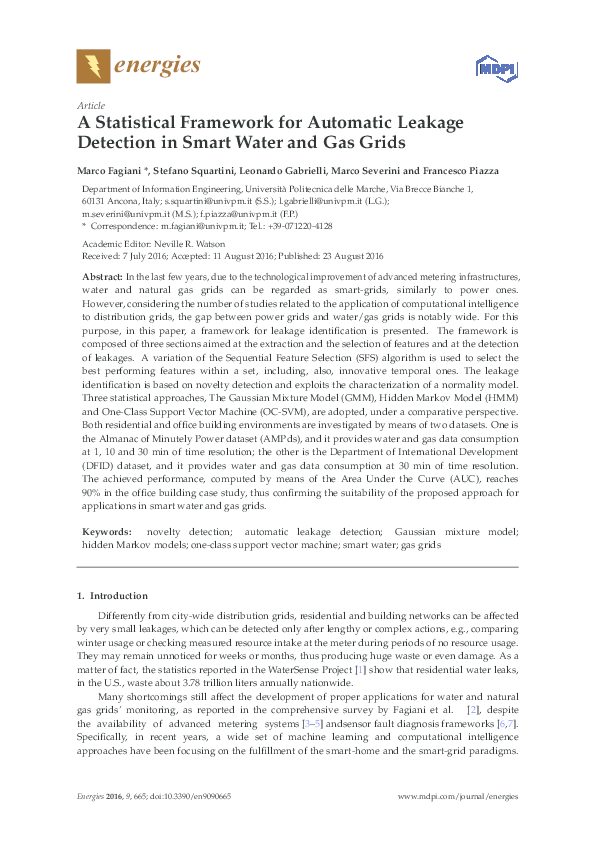 Pdf A Statistical Framework For Automatic Leakage Detection In Smart Water And Gas Grids