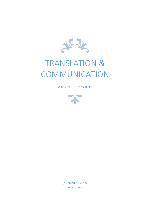 (PDF) Translation and Communication Course