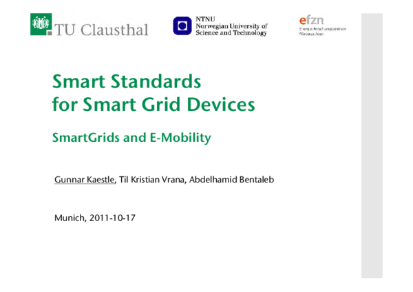 (PDF) Presentation on Smart Standards for Smart Grid Devices