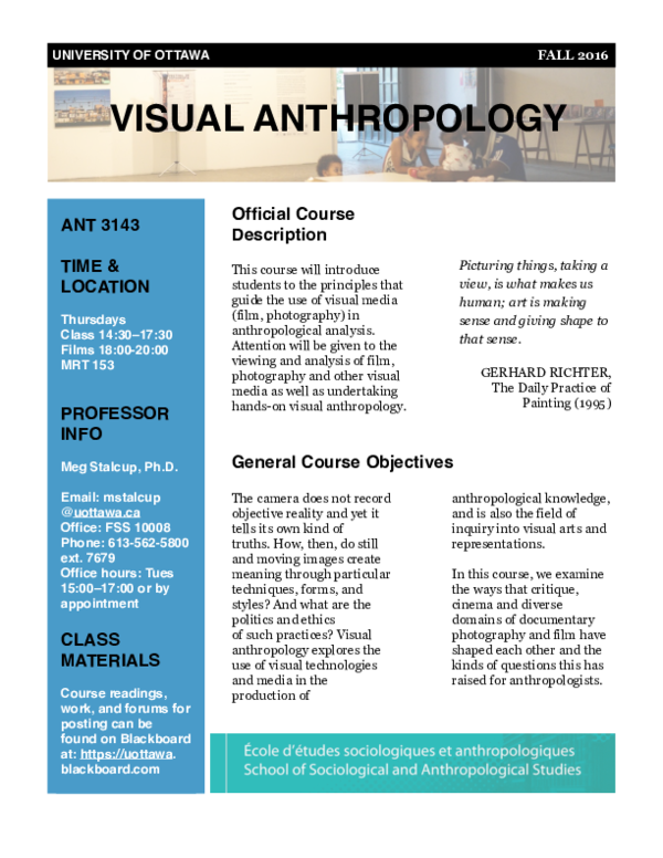 (PDF) Visual Anthropology Syllabus Fall 2016