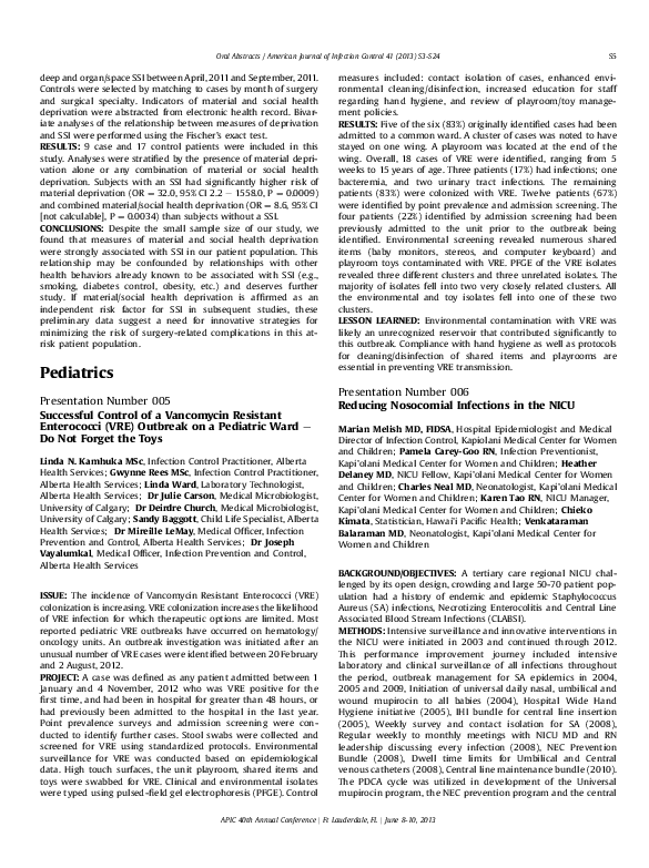 (PDF) Successful Control of a Vancomycin Resistant Enterococci (VRE ...
