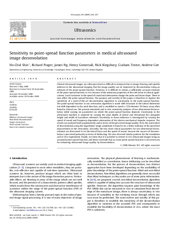 Pdf Sensitivity To Point Spread Function Parameters In Medical Ultrasound Image Deconvolution