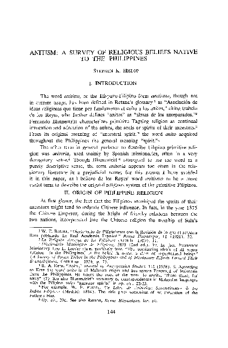 (PDF) ANITISM: A SURVEY OF RELIGIOUS BELIEFS NATIVE TO THE PHILIPPINES
