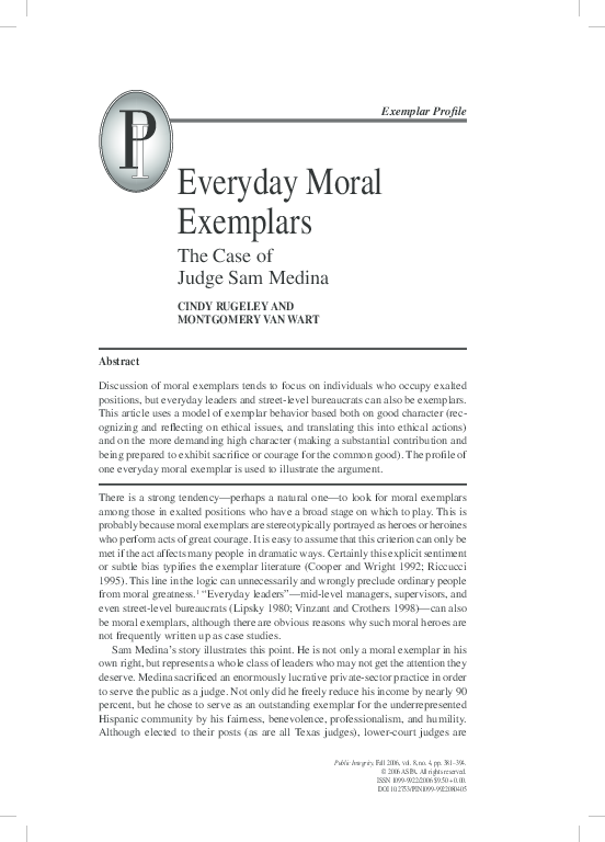 (PDF) Everyday Moral Exemplars