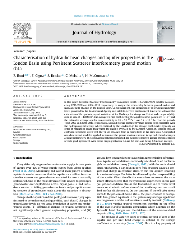 (PDF) Characterisation of hydraulic head changes and aquifer properties in the London Basin ...