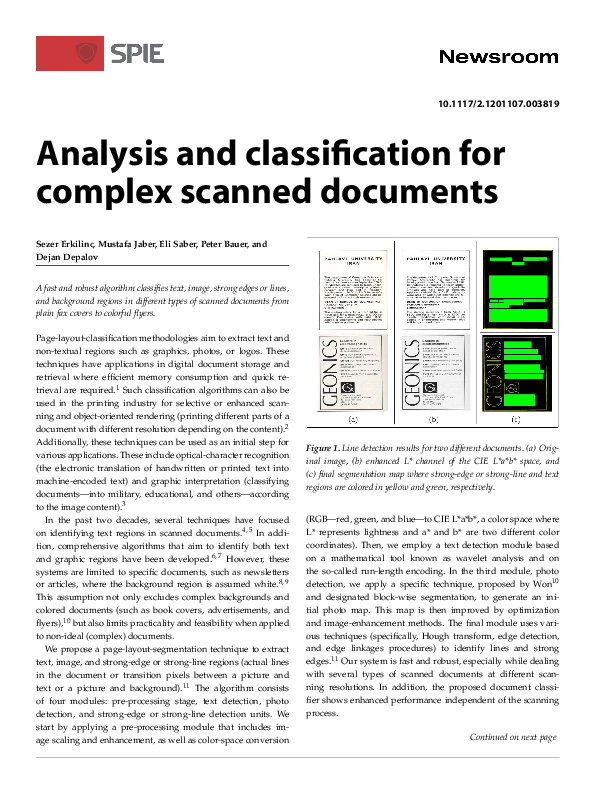(PDF) Page layout analysis and classification for complex scanned ...