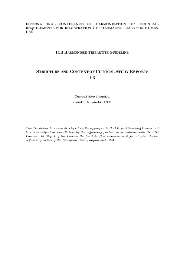 (PDF) ICH HARMONISED TRIPARTITE GUIDELINE STRUCTURE AND CONTENT OF ...