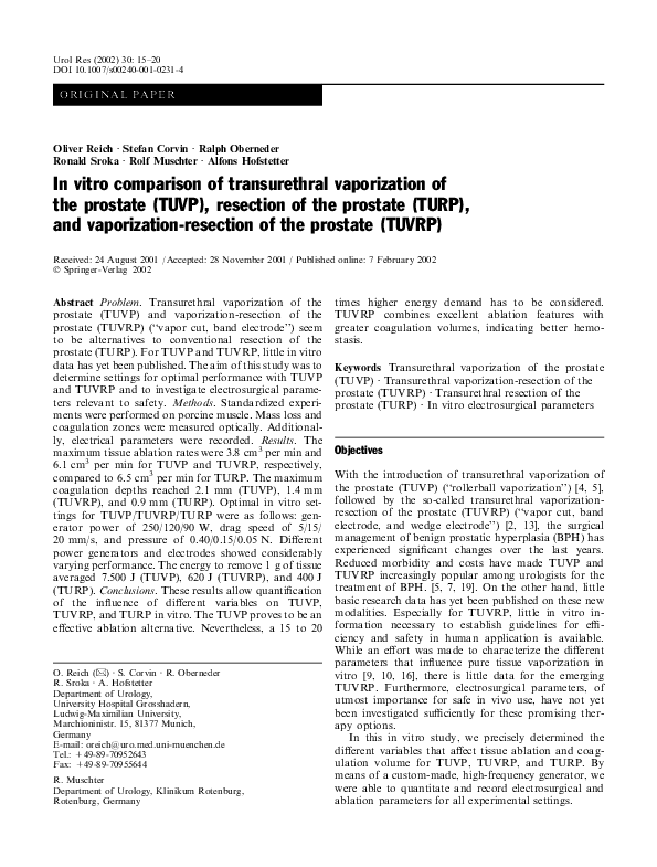 (PDF) In vitro comparison of transurethral vaporization of the prostate ...