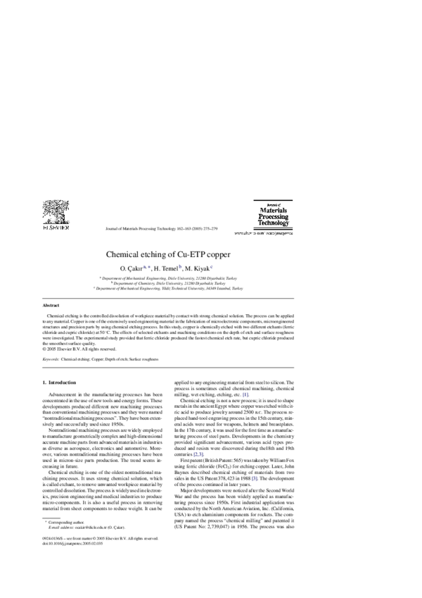 (PDF) Chemical etching of Cu-ETP copper