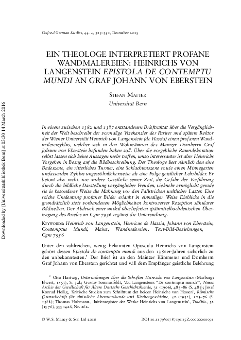 (PDF) Ein Theologe interpretiert profane Wandmalereien. Heinrichs von ...