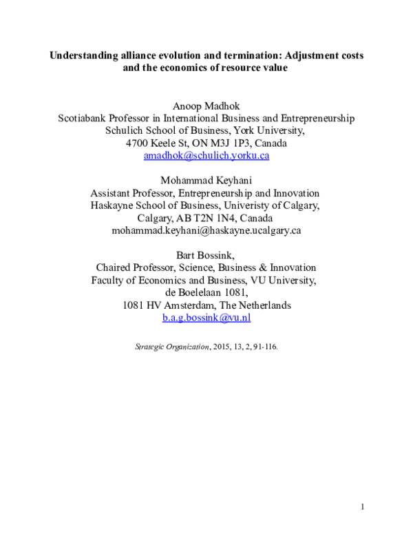 (DOC) Understanding alliance evolution and termination: Adjustment ...