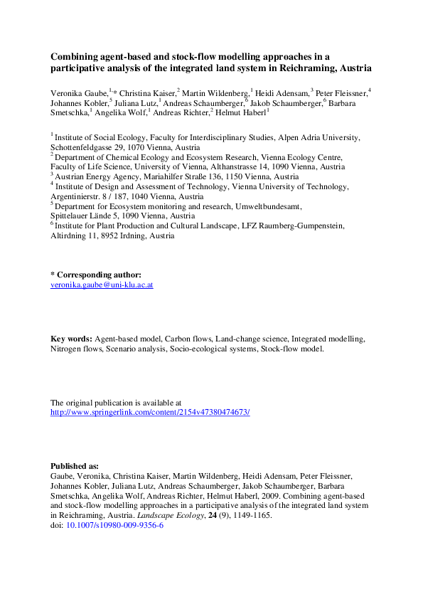 (PDF) Combining agent-based and stock-flow modelling approaches in a participative analysis of ...