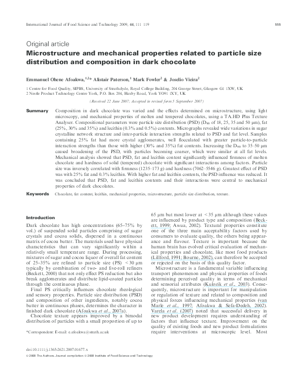 (PDF) Microstructure and mechanical properties related to particle size ...