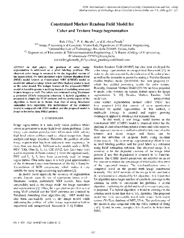 Constrained Markov Random Field Model For Color And Texture Image Segmentation