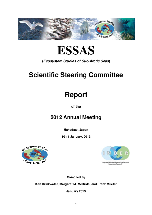 (PDF) ESSAS Scientific Steering Committee Report of the 2012 Annual Meeting