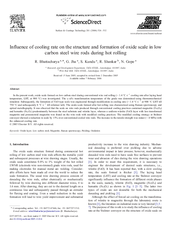 Pdf Influence Of Cooling Rate On The Structure And Formation Of Oxide