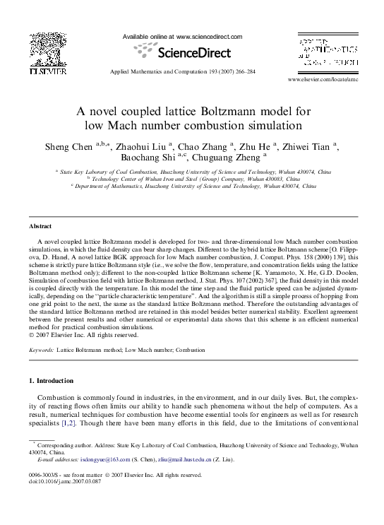 Pdf A Novel Coupled Lattice Boltzmann Model For Low Mach Number