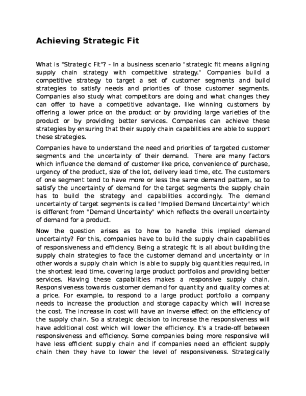 (DOC) Achieving Strategic Fit