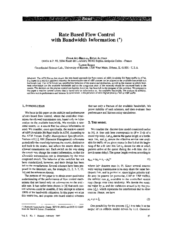 (PDF) Rate based flow control with bandwidth information