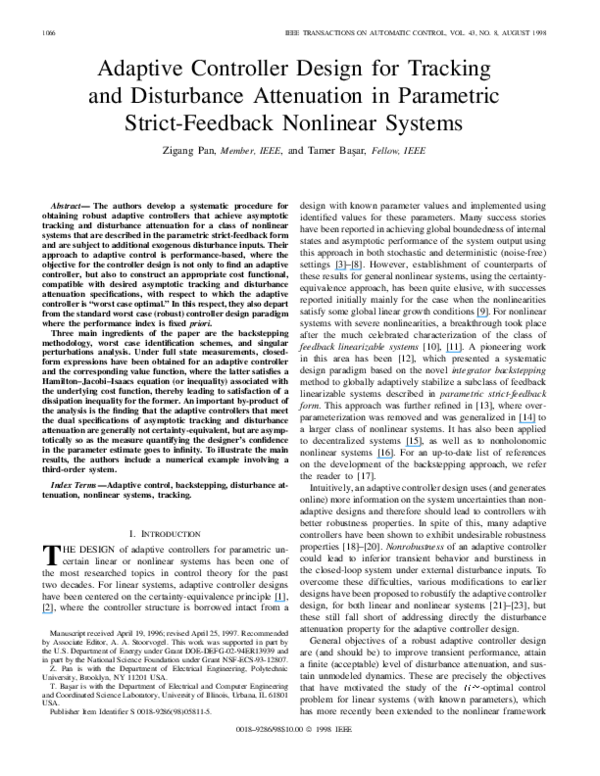 (PDF) Adaptive controller design for tracking and disturbance attenuation in parametric strict ...