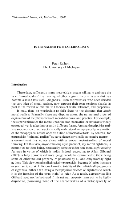 (PDF) INTERNALISM FOR EXTERNALISTS