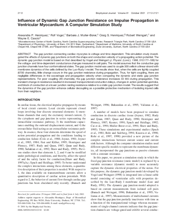(PDF) Influence of Dynamic Gap Junction Resistance on Impulse ...