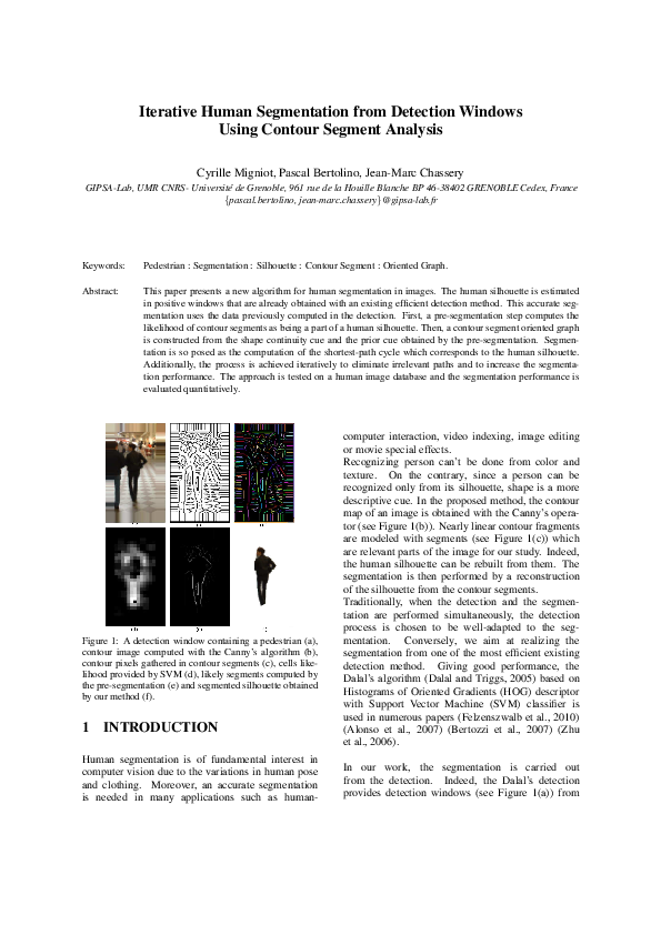 (PDF) Iterative Human Segmentation from Detection Windows Using Contour Segment Analysis