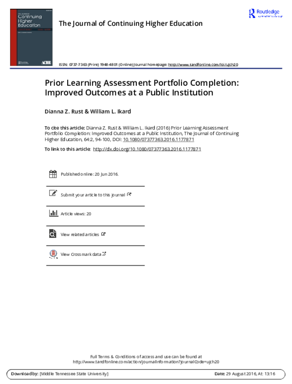 (PDF) Prior Learning Assessment Portfolio Completion: Improved Outcomes ...