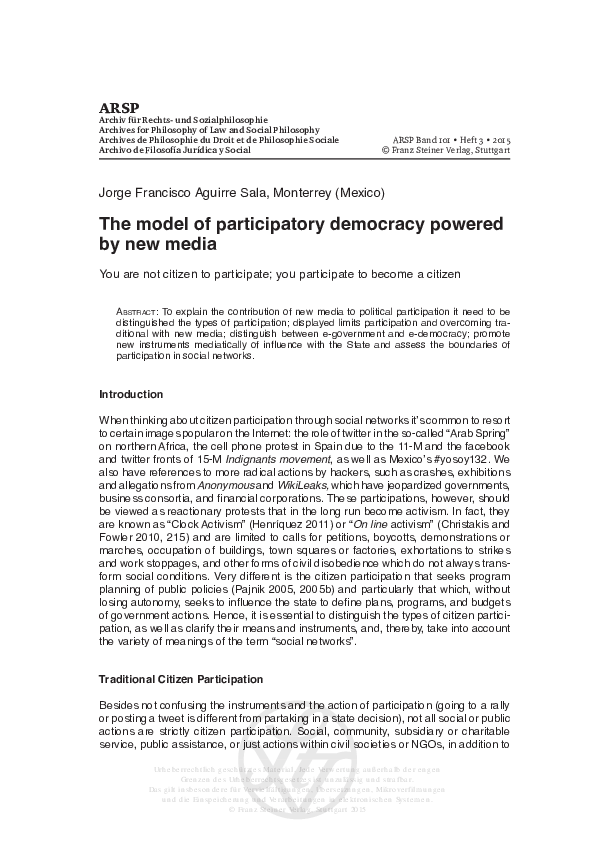 (PDF) The model of participatory democracy powered by new media: You ...