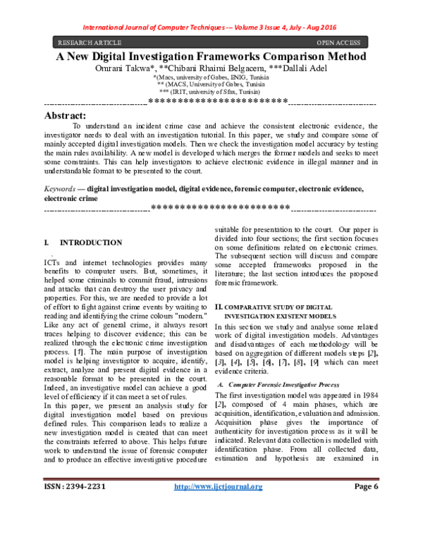 (PDF) A New Digital Investigation Frameworks Comparison Method