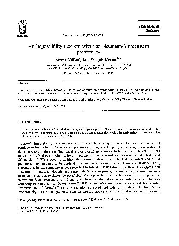 (PDF) An impossibility theorem with von Neumann-Morgenstern preferences