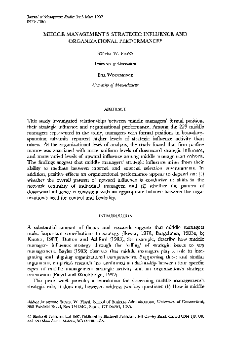 (PDF) Middle Management’s Strategic Influence and Organizational ...