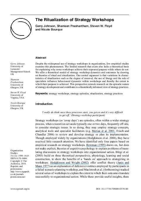 (PDF) The Ritualization of Strategy Workshops