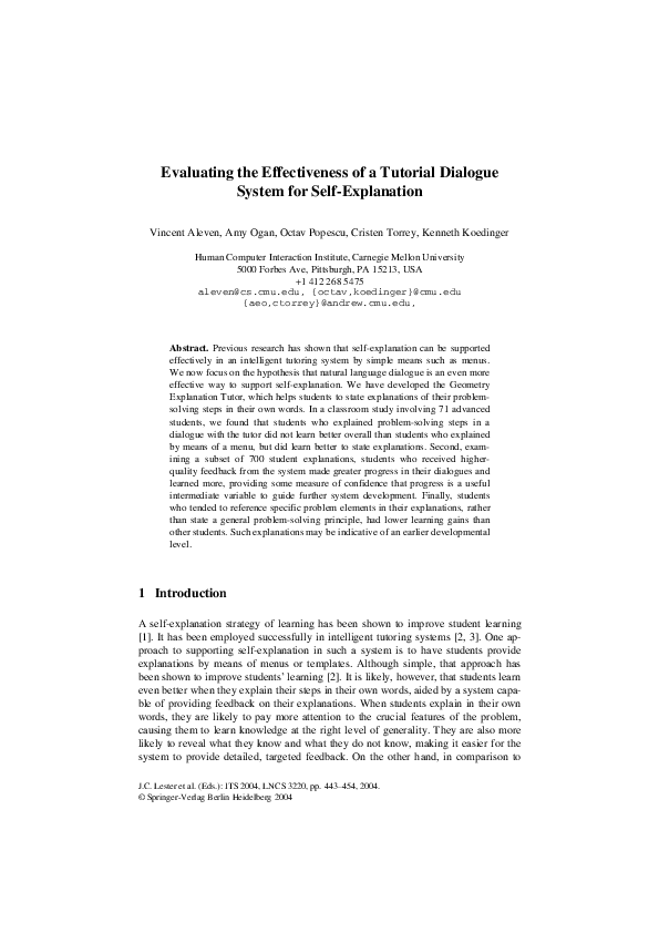 (PDF) Evaluating the Effectiveness of Tutorial Dialogue Instruction in an Exploratory Learning ...