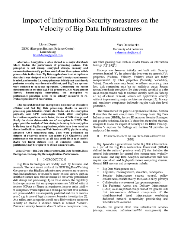 (PDF) Impact of Information Security measures on the Velocity of Big ...