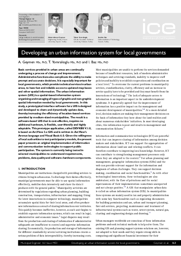 (PDF) Developing an urban information system for local governments