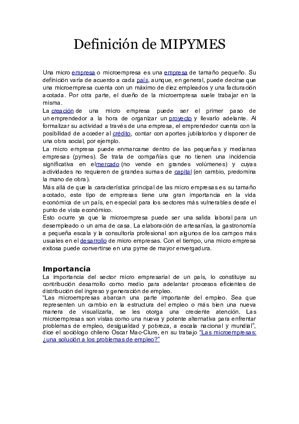 (DOC) Definición de MIPYMES