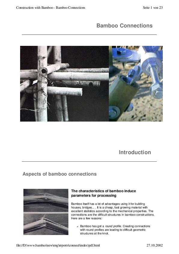 (PDF) Construction with Bamboo -Bamboo Connections