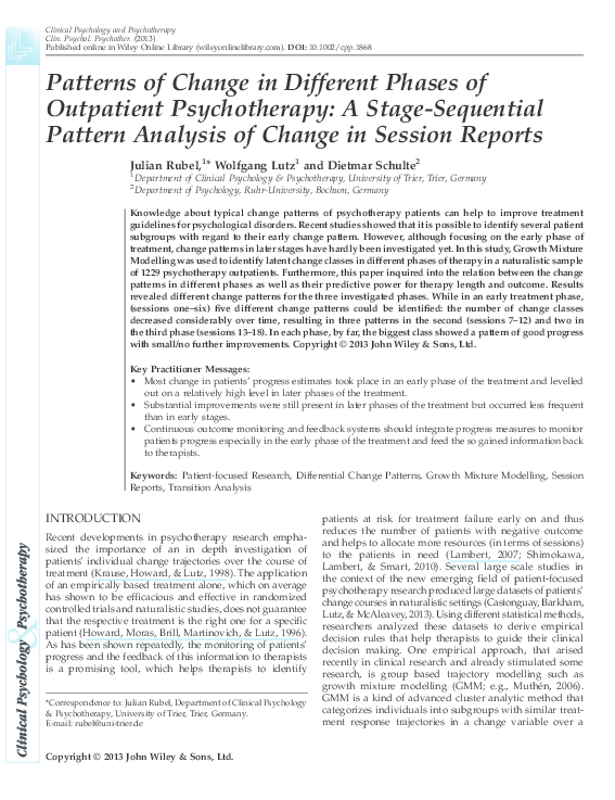 (PDF) Patterns of Change in Different Phases of Outpatient ...
