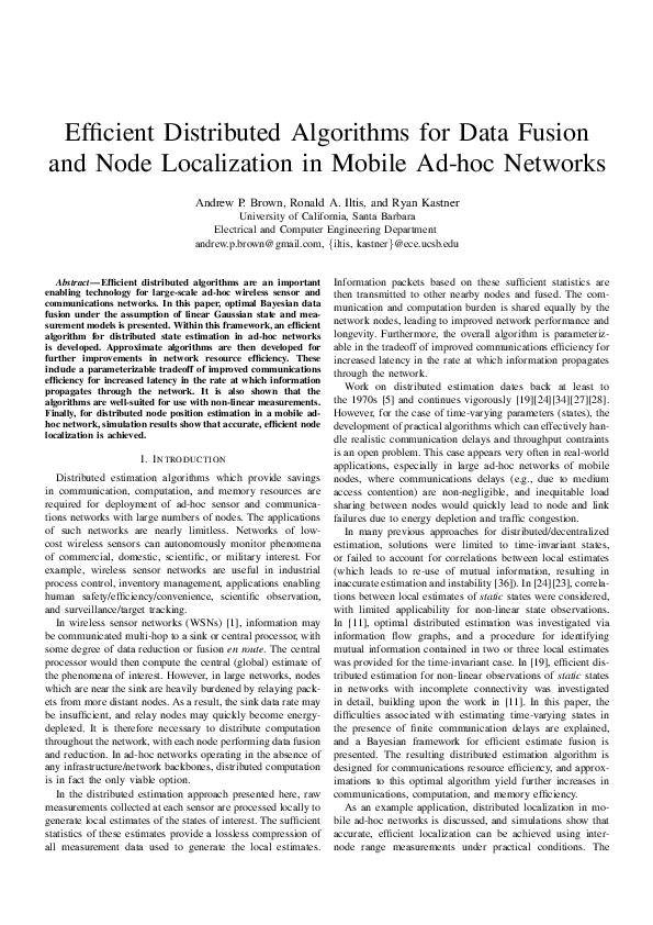 (PDF) Efficient distributed algorithms for data fusion and node localization in mobile ad-hoc ...